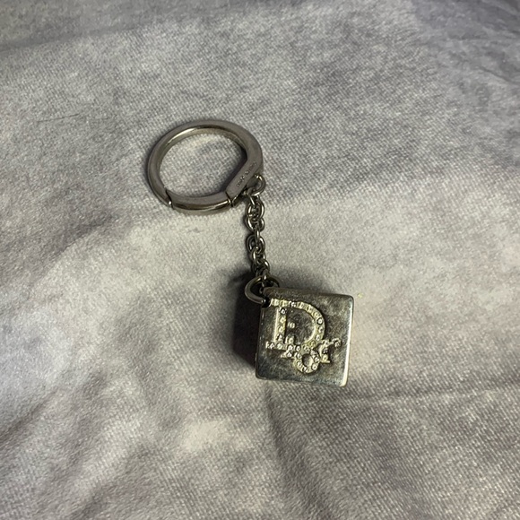 Dior | Accessories | Dior Silver Chain Dice Logo Rhinestone Keychain ...